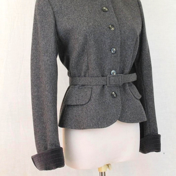 jaeger | Jackets & Coats | Vintage Jaeger Belted Gray Wool Jacket Uk 8 ...